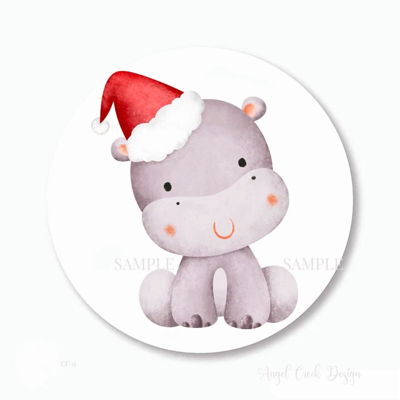 DOPASTICKER Chri.Stm.As San.Ta Hippo Scrapbook Stickers Round Phone ...