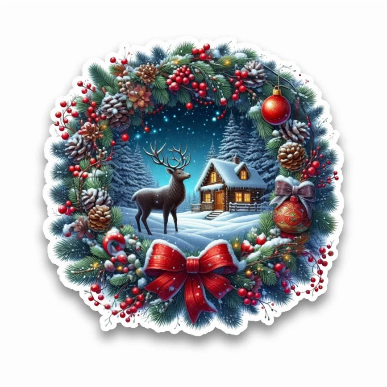 DOPASTICKER Chri.Stm.As Wreath V3 Reindeer Sticker Decal Window ...