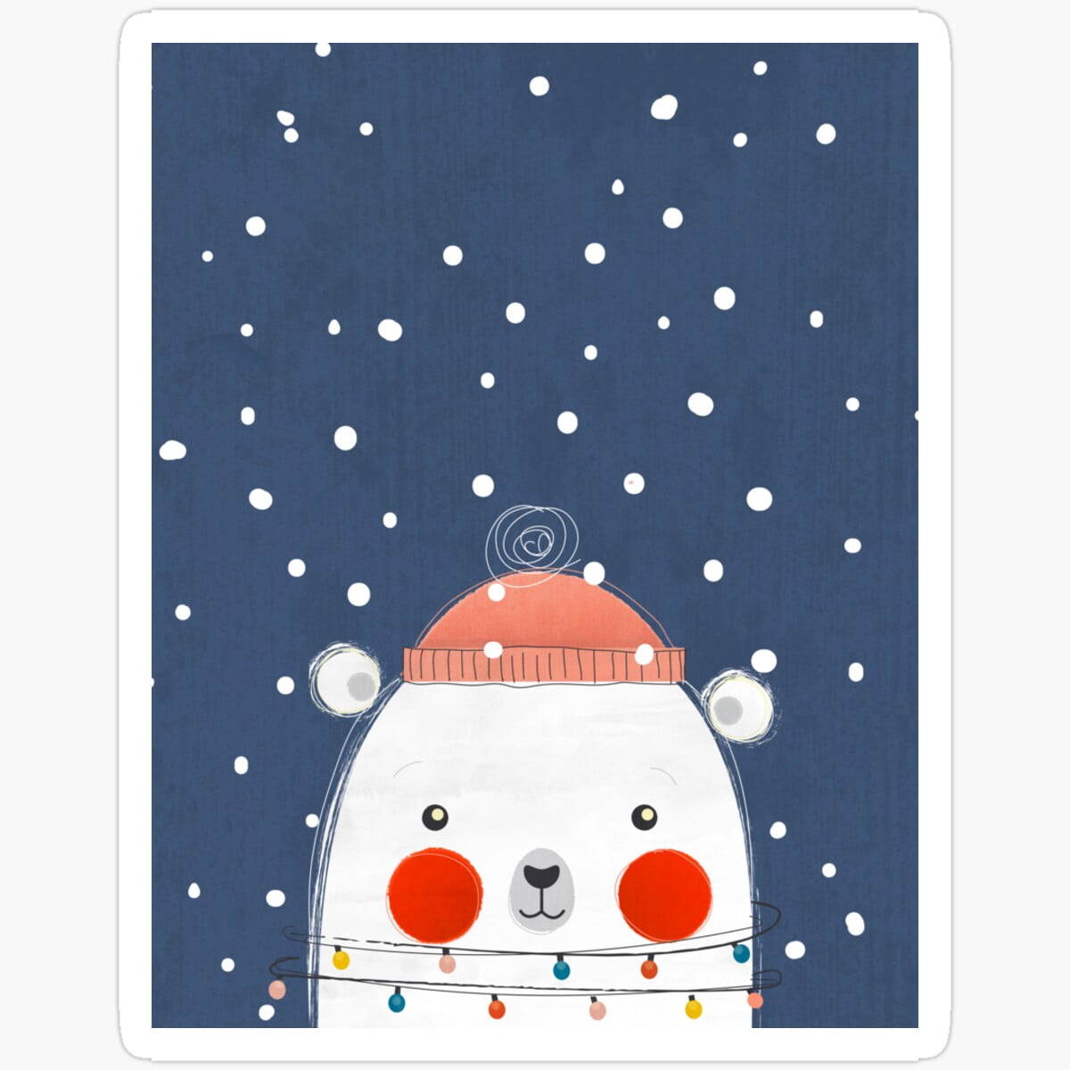 DOPASTICKER Chris.Tmas Bear With Fairy Lights Sticker Birthday Gifts ...