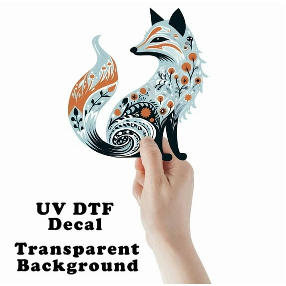 DOPASTICKER Chris.Tmas Blue Folk Art Fox Sticker - Design Preview Only ...