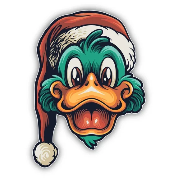 DOPASTICKER Chris.Tmas Duck Mascot Sticker Decal Phone Decal Water ...