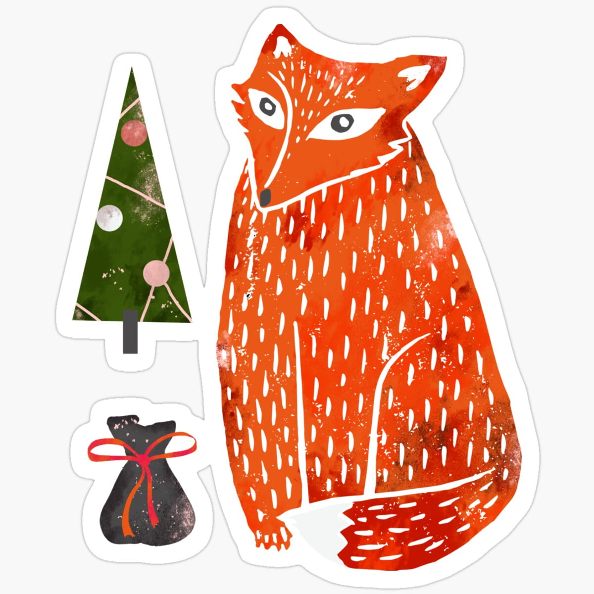 DOPASTICKER Chris.Tmas Foxcute Illustration Sticker Birthday Gifts ...