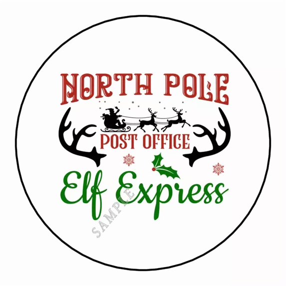 DOPASTICKER Chris.Tmas North Pole Express Happy Elf Mail Envelope Seal ...