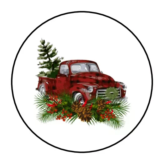 DOPASTICKER Chris.Tmas Red Old Truck Stickers Gift You - Decorate ...