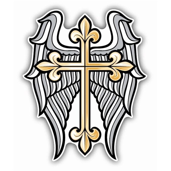 DOPASTICKER Christian Cross And Wings Car Sticker Phone Water Bottle ...