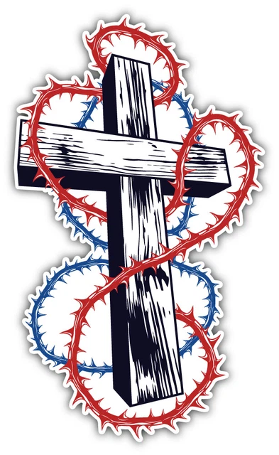 DOPASTICKER Christian Cross With Blackthorn Thorn Religion Car Sticker ...