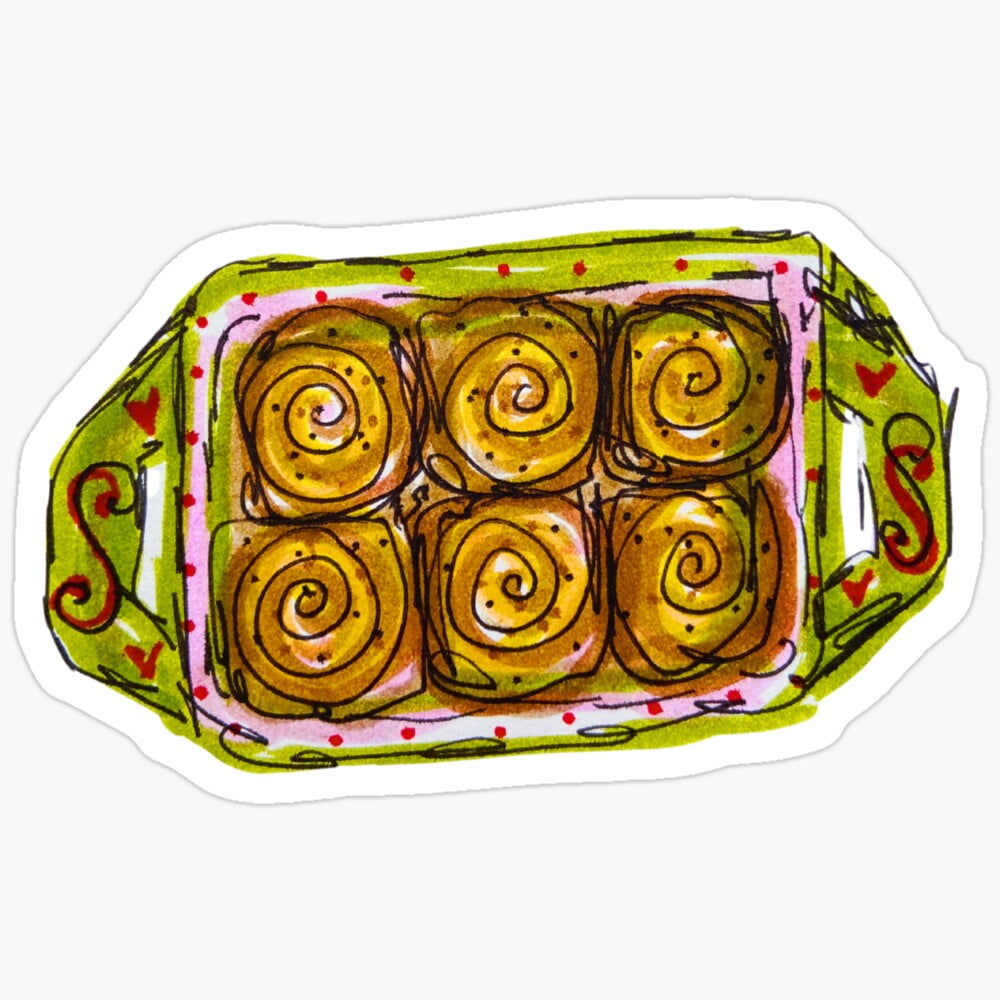 DOPASTICKER Cinnamon Buns In Green Tray Sticker Phone Sticker, Latop ...