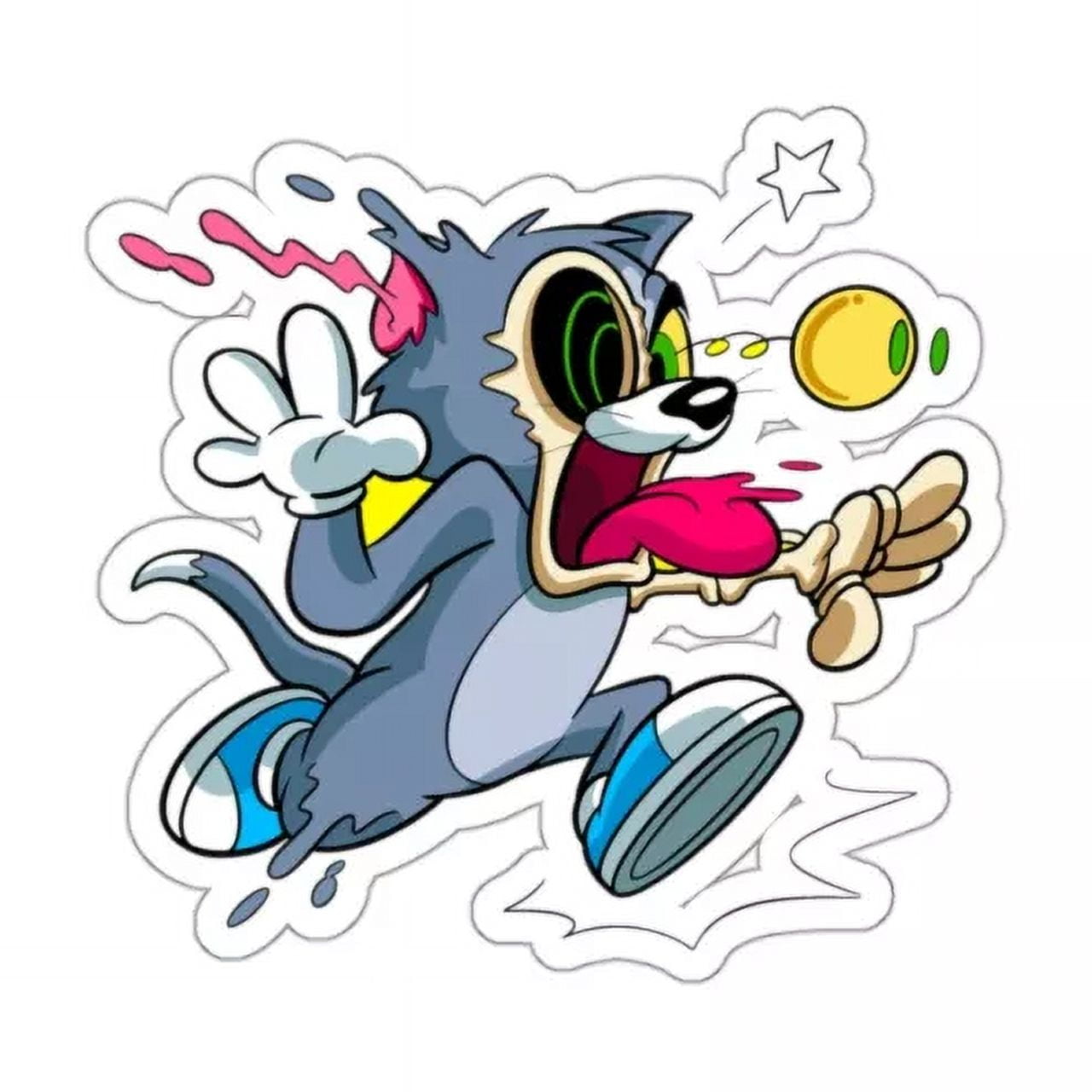 DOPASTICKER Classic Tom Cat Character Fan Art Drawing Illustration ...