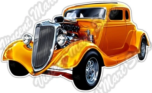 DOPASTICKER Classic Vintage Hot Rod Car Antique Retro Sticker Decal ...