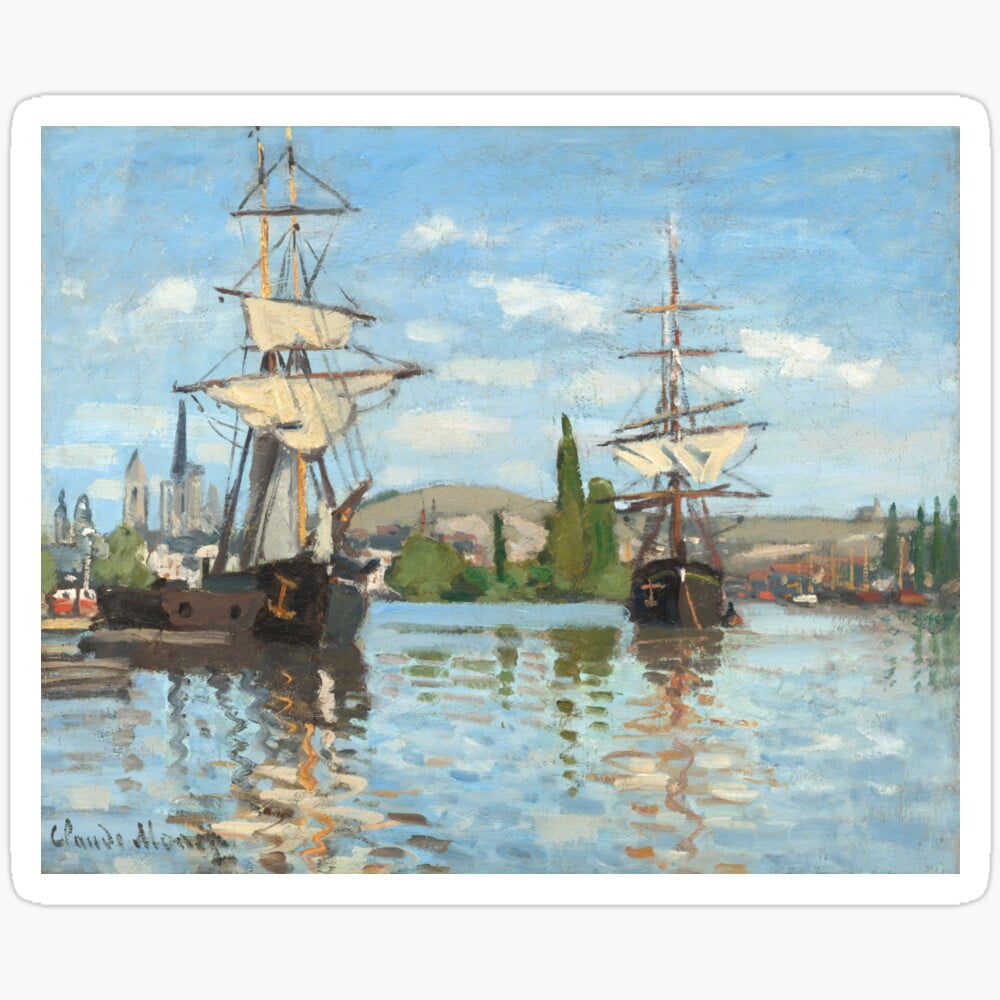 DOPASTICKER Claude Monet Ships Riding On The Seine At Rouen - Perfect ...