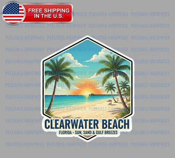 DOPASTICKER Clearwater Beach Florida Sticker Souvenir Travel Sticker ...