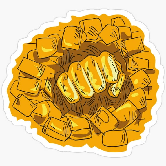 DOPASTICKER Clenched Fist Breaking Brick Stone Wall Drawing Sticker ...