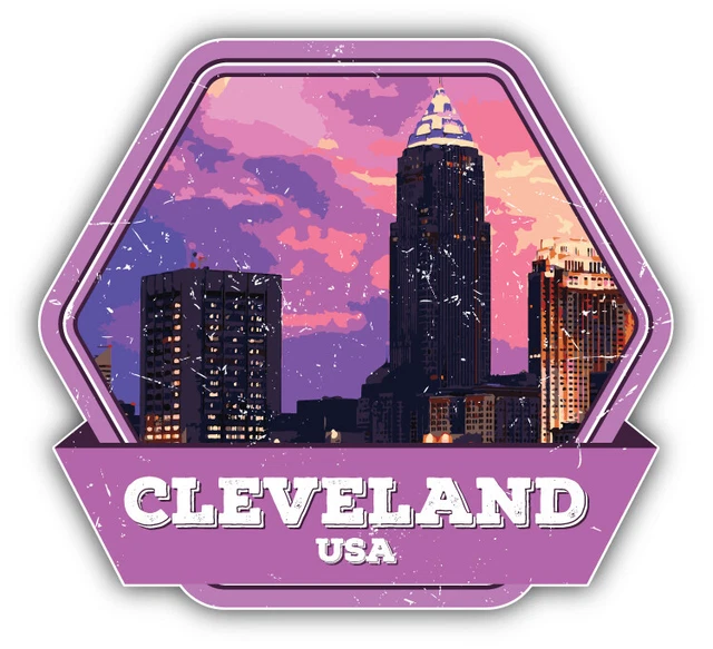 DOPASTICKER Cleveland City Usa Grunge Vintage Travel Label Sticker ...