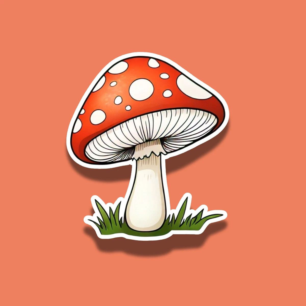 DOPASTICKER Clic Mushroom Fun Cute Fungus Red Sticker Waterproof ...