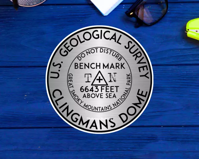 DOPASTICKER Clingmans Dome Hiking Benchmark Climbing Bench Mark Thick ...