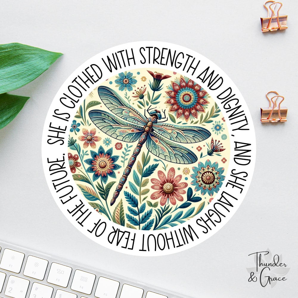 DOPASTICKER She Is Clothed In Strength Sticker, Words Of Affirmation ...