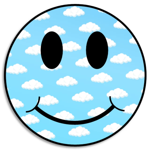 DOPASTICKER Cloudy Sky Smiley Face Sticker, Blue Happy Smile Phone ...