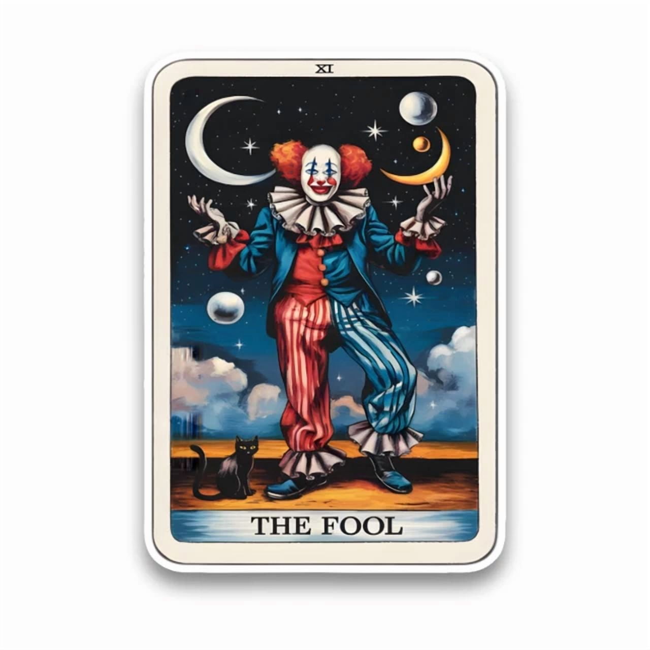 DOPASTICKER Clown Tarot Card The Fool Witc.Hcraft Hal.Low.Een Sticker ...