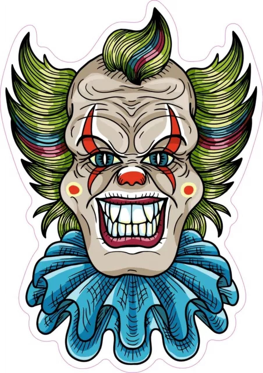 DOPASTICKER Clown With Green Hair Blue Collar Window Decal Decorative ...