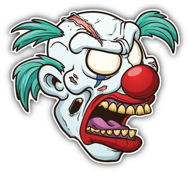 DOPASTICKER Clown Zombie Head Cartoon Sticker Decal Phone Decal Water ...