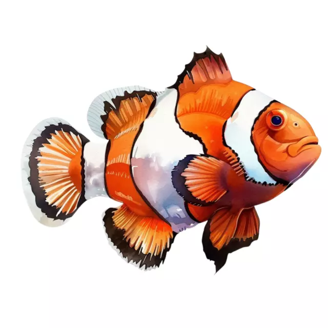 DOPASTICKER Clownfish Sticker Watercolor Orange Ocean Animal Sea Salt ...