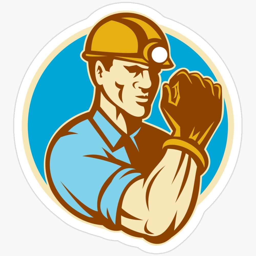 DOPASTICKER Coal Miner With Clenched Fist Retro Sticker Phone Decal ...
