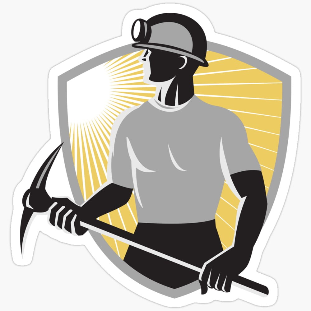 DOPASTICKER Coal Miner With Pick Ax Shield Retro Sticker Phone Decal ...