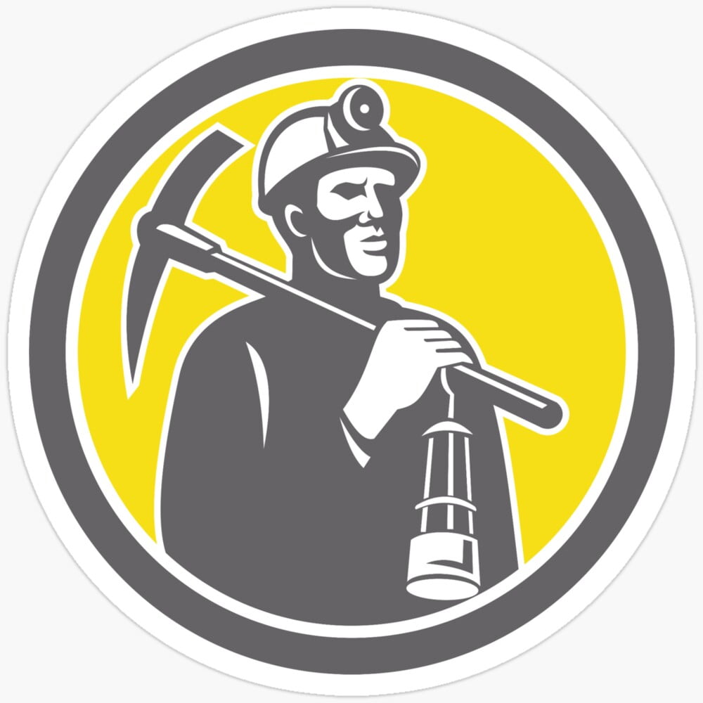 DOPASTICKER Coal Miner With Pick Axe Lamp Front Circle Sticker Phone ...