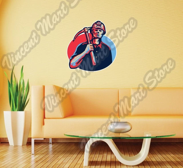 DOPASTICKER Coal Mining Miner Oval Gift Idea Wall Sticker Room Interior ...