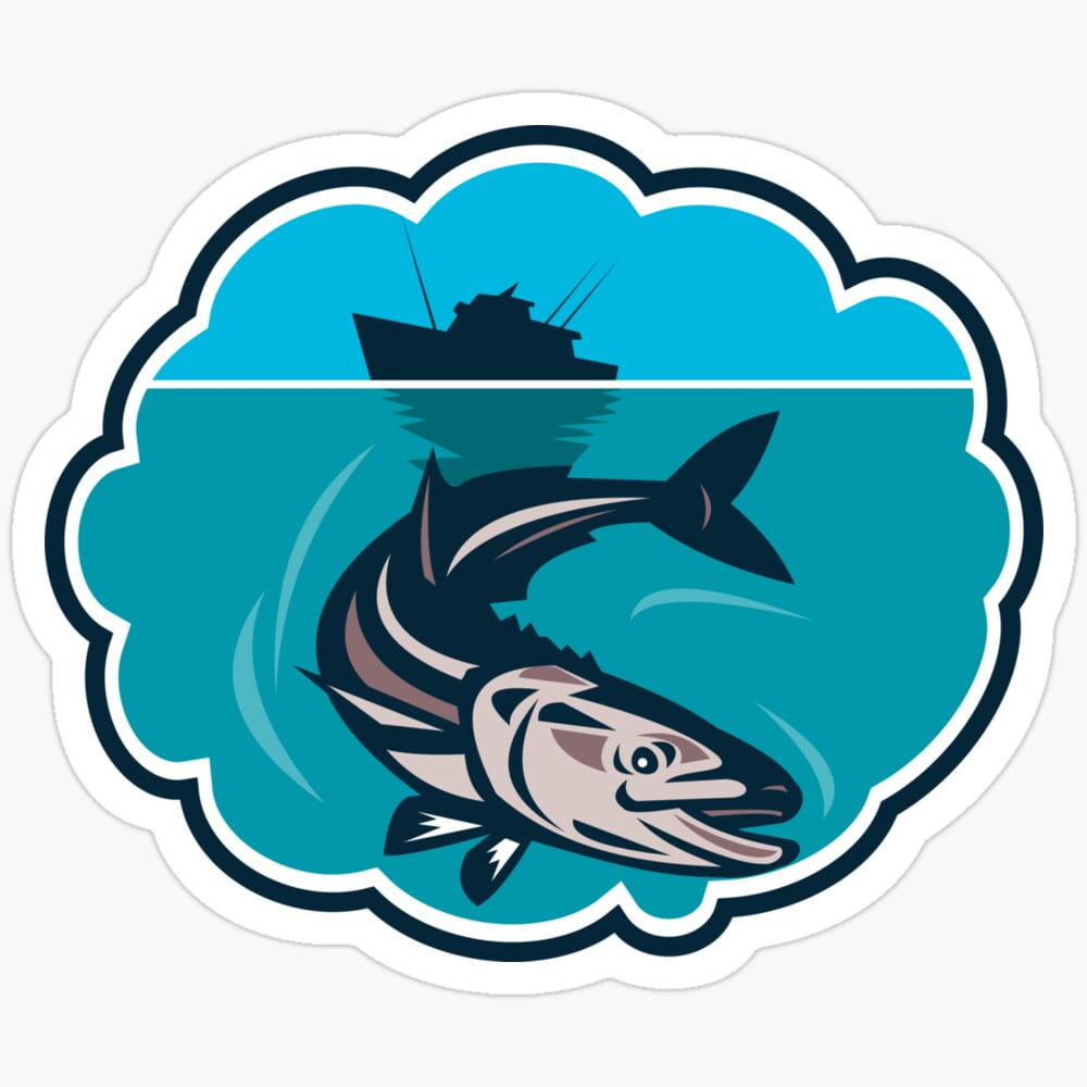 DOPASTICKER Cobia Fish Fishing Boat Bubble Retro Sticker Phone Decal ...