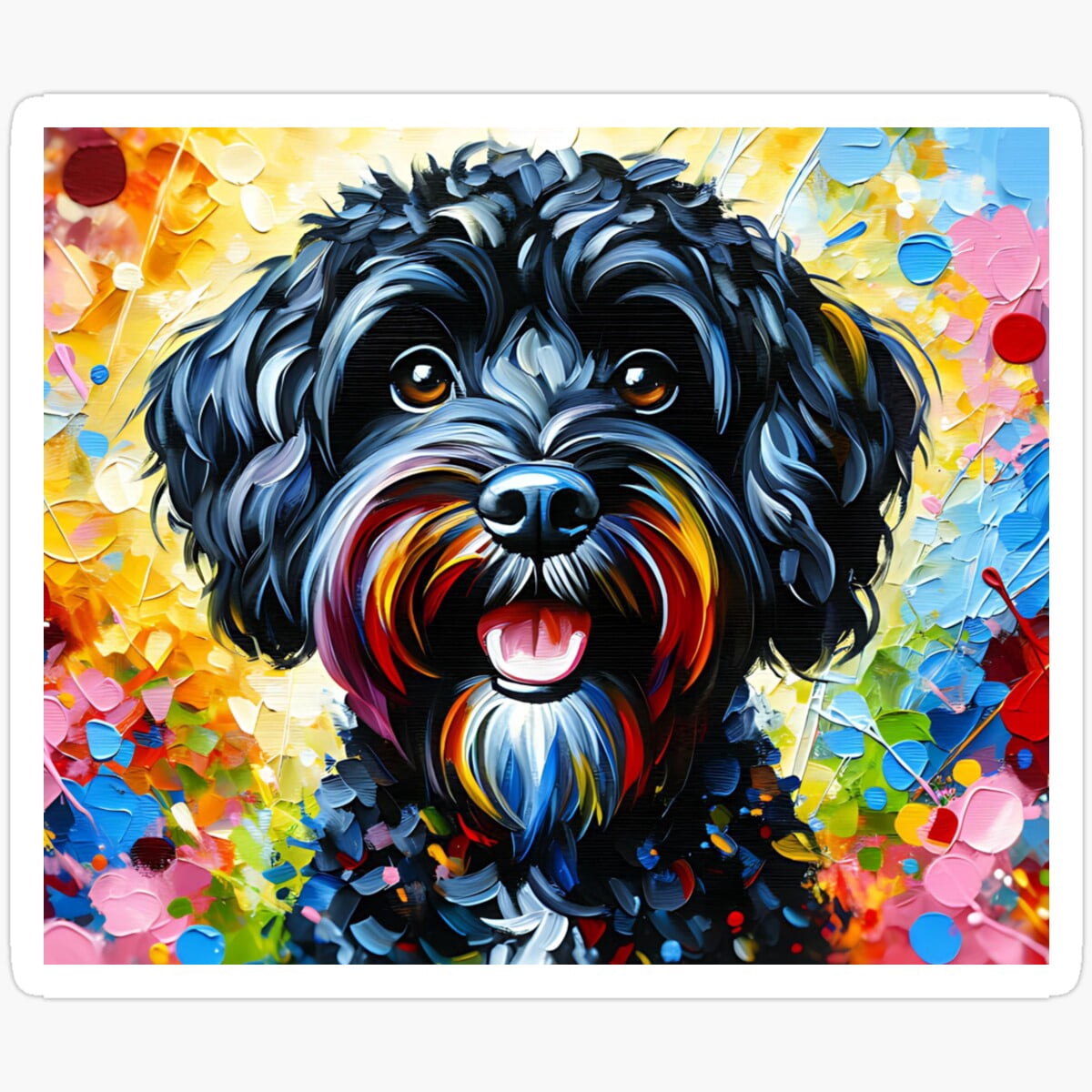 DOPASTICKER Cockapoo, Black, Dog Portrait Acrylic Art Print Pet ...