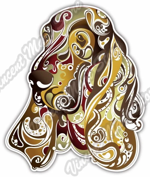 DOPASTICKER Cocker Spaniel Dog Head Hunting Abstract Car Sticker Decal ...