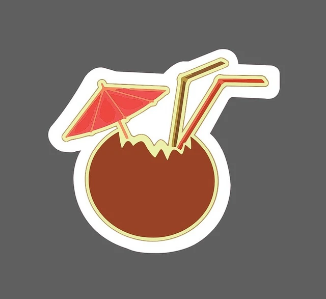 DOPASTICKER Coconut Drink Sticker Tropical Beach Ocean Vacation Sticker ...