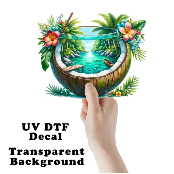 DOPASTICKER Coconut Tropical Cocktail Sticker - Design Preview Only ...