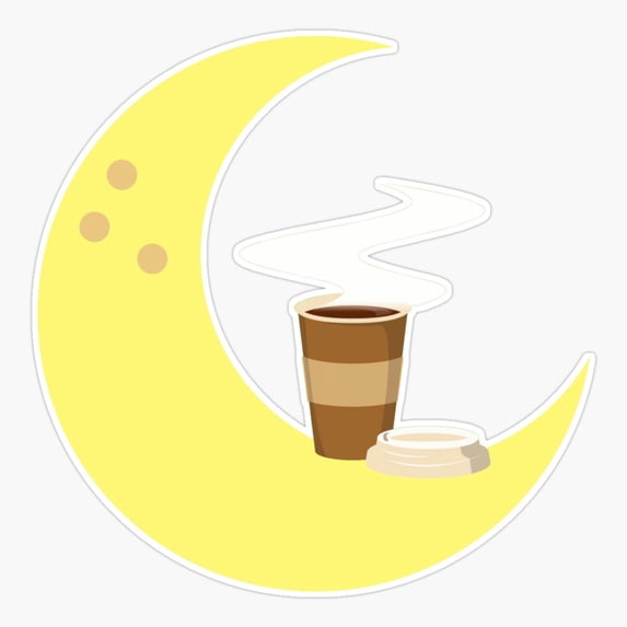 DOPASTICKER Coee On The Moon Sticker, Phone Sticker Water Bottle ...
