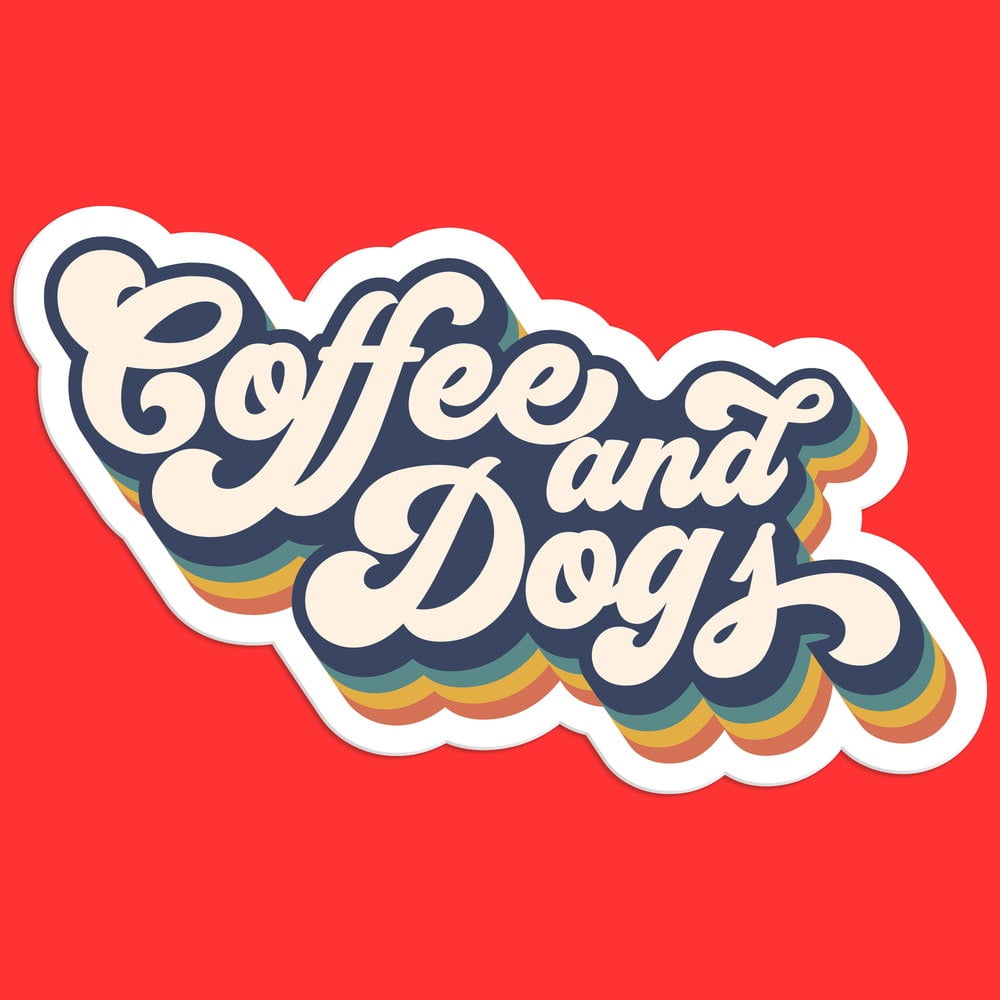 DOPASTICKER Coffee And Dogs Sticker - Retro Dog Lover Sticker Phone ...