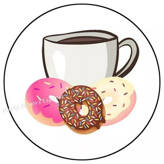 DOPASTICKER Coffee And Donuts Stickers Favors Phone Decal Water Bottle ...