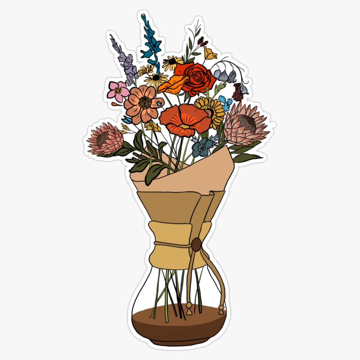 DOPASTICKER Coffee And Flowers Sticker, Phone Sticker Car Stickers ...