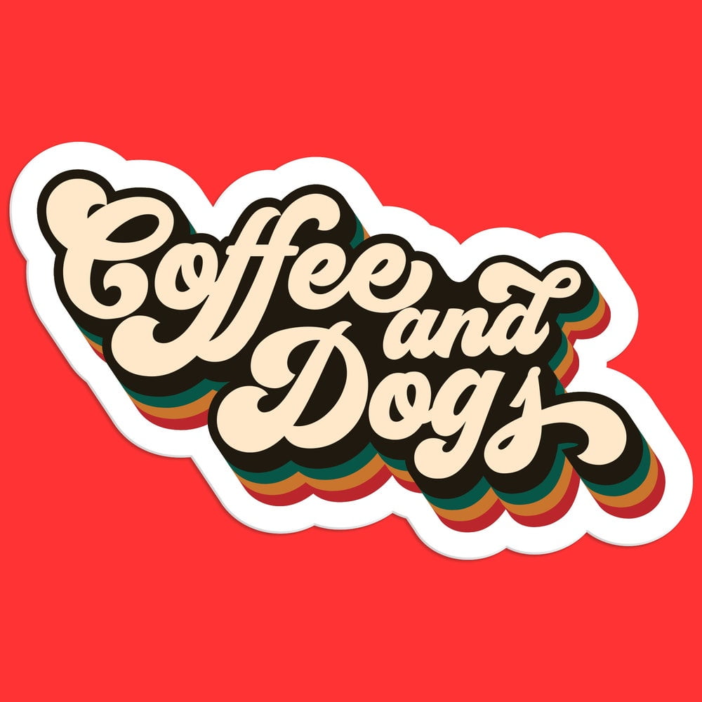 DOPASTICKER Coffee And Dogs Sticker, Retro Coffee Lover Decal, Vintage ...