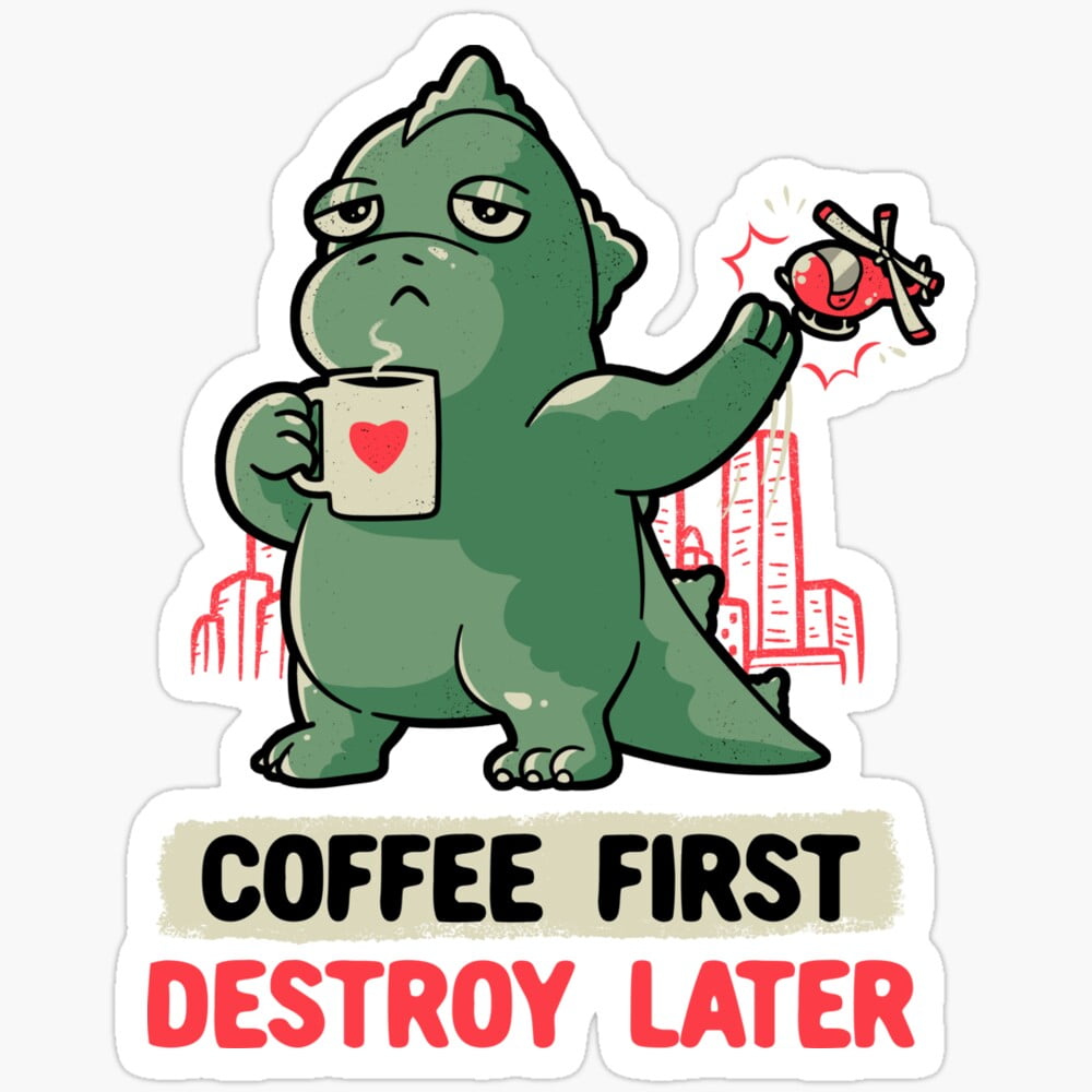 DOPASTICKER Coffee First Destroy Later Cute Monster Gift Decorative ...