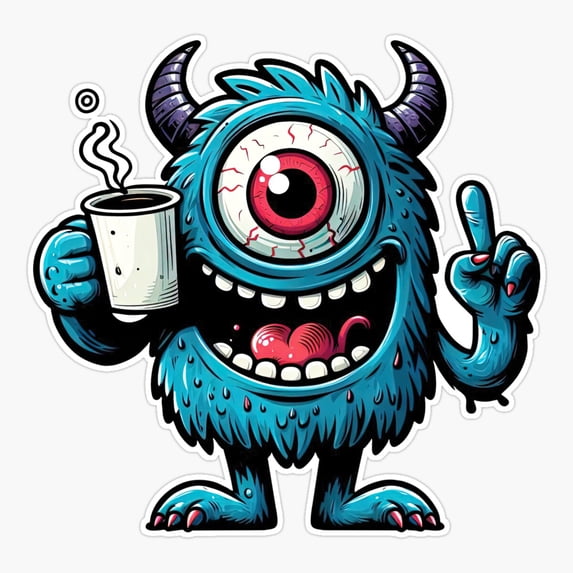 DOPASTICKER Coffee Monster S03 D55 Sticker, Phone Sticker Car Sticker ...