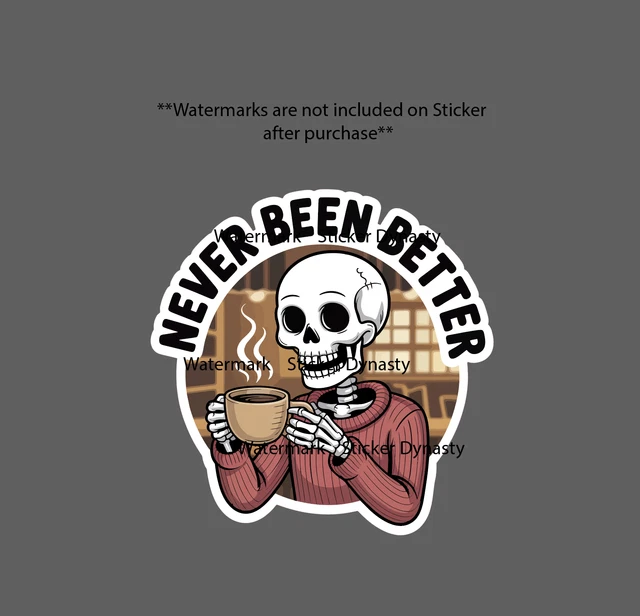 DOPASTICKER Coffee Skeleton Sticker Quote Life Bones Sticker Phone ...