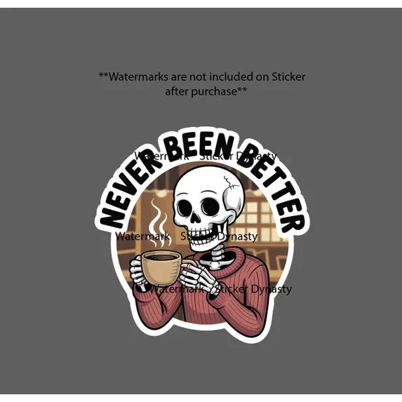 DOPASTICKER Coffee Skeleton Sticker Quote Life Bones Sticker Phone ...