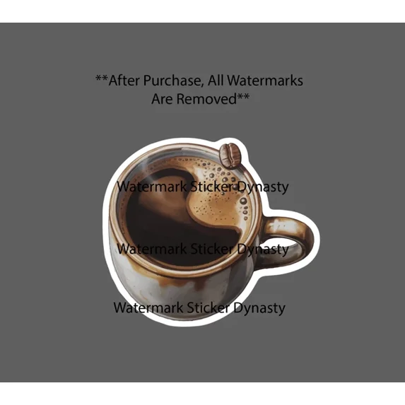 DOPASTICKER Coffee Sticker Realistic Brew Bean Caffeine Drink Work ...