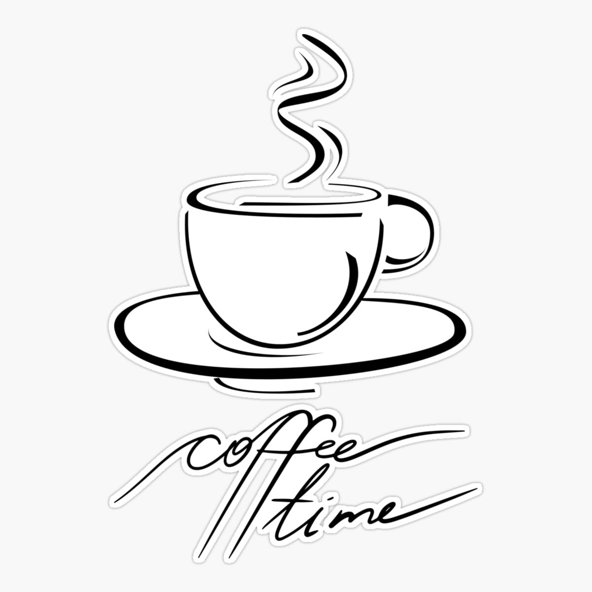 DOPASTICKER Coffee Time: Minimalist Caffeine Bliss Sticker, Phone ...