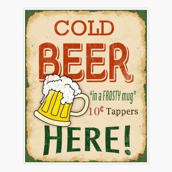 DOPASTICKER Cold Beer Sign Sticker, Phone Sticker Water Bottle Sticker ...