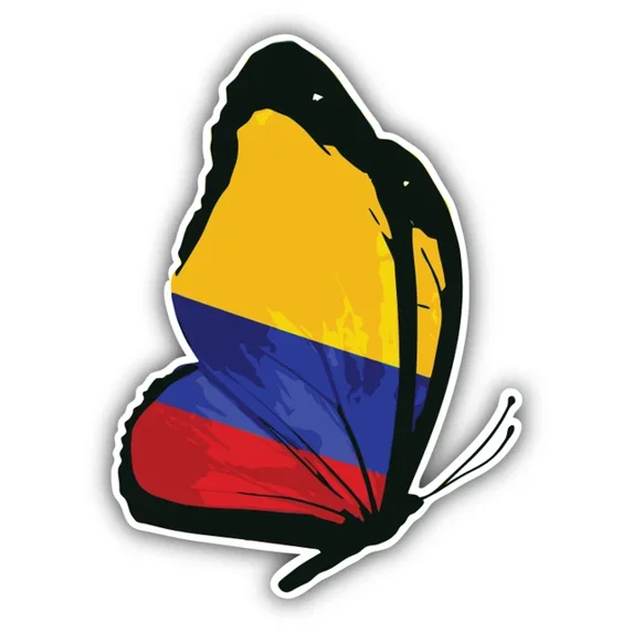 DOPASTICKER Colombia Flag Butterfly Sticker Decal Phone Decal Water ...