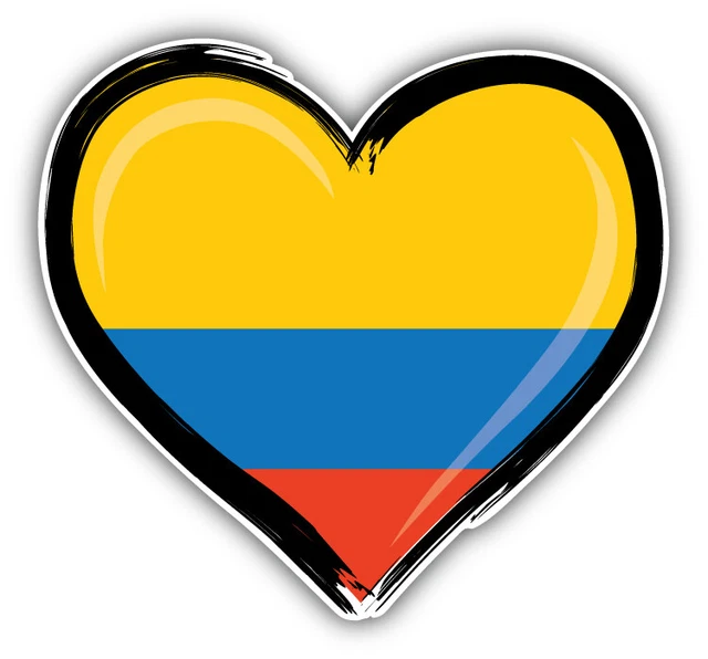 DOPASTICKER Colombia Flag Grunge Heart Sticker Decal Phone Decal Water ...