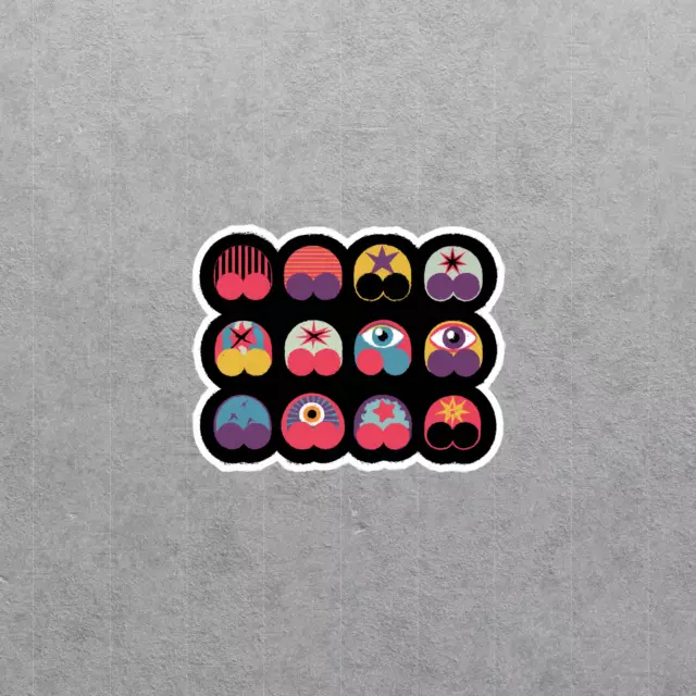 DOPASTICKER Colorful Abstract Eye Sticker Set - Vibrant Retro Graphic ...