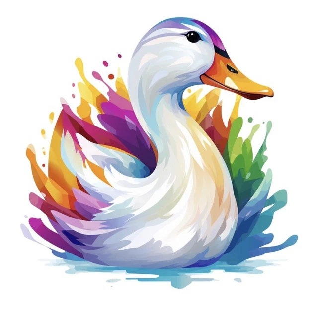 DOPASTICKER Colorful Duck Sticker Pond Vivid Rainbow Farm Country ...